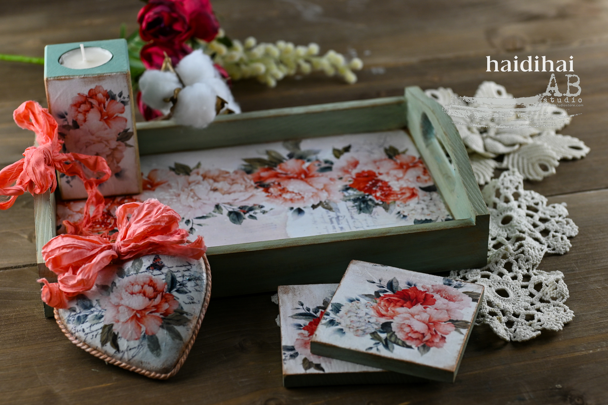 Hârtie de orez - Wreath of Peonies - A4 - haidihai