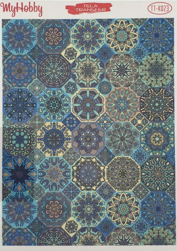 Hârtie transfer - decal - Blue Mandala - 25x35 cm - haidihai
