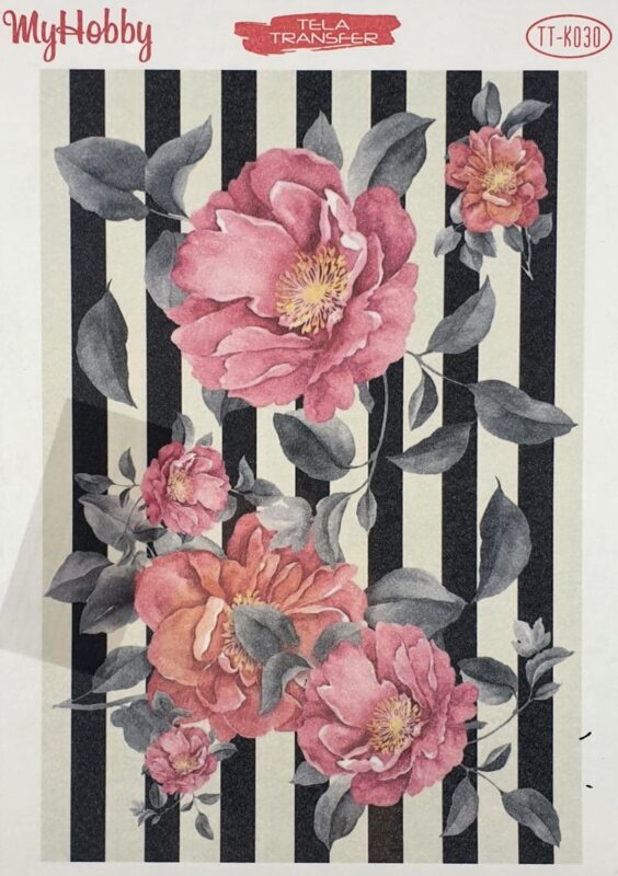 Hârtie transfer - decal - Stripes and Flowers - 25x35 cm - haidihai