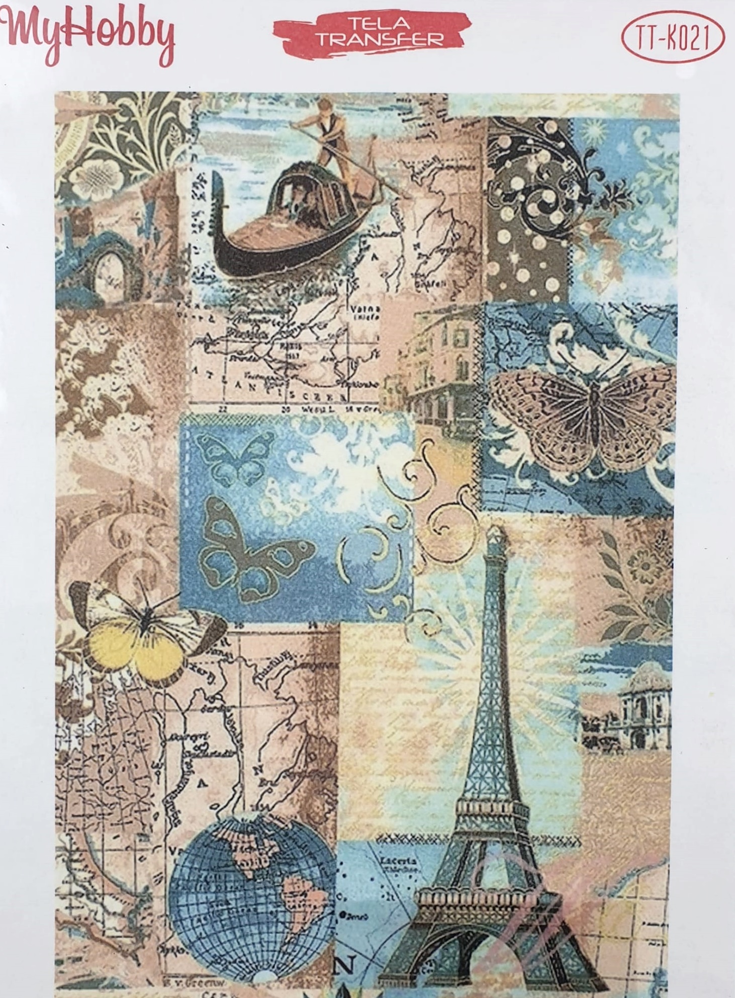 Hârtie transfer – decal – Collages with Butterflaies – 25×35 cm - haidihai